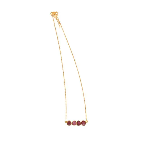 OPIUM JEWELS Gold / Pink Kundan Pink Tourmaline Chain Necklace - Gold/pink
