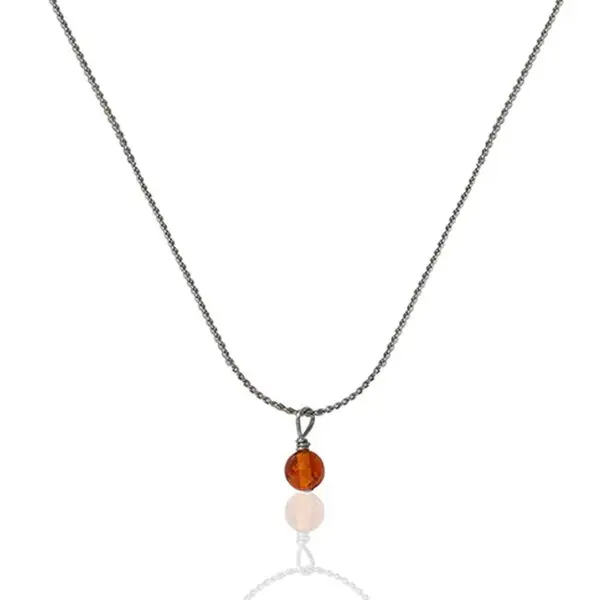 A WEATHERED PENNY Silver / Orange Silver Amber Necklace - Silver/orange