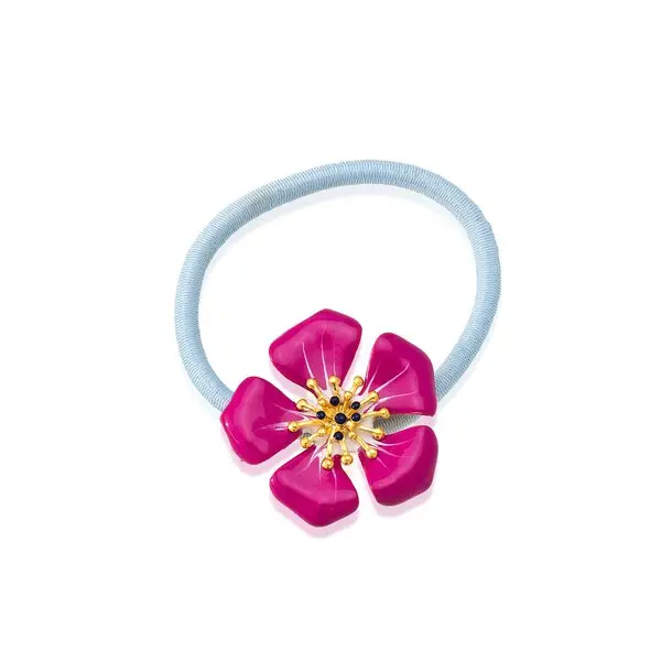 MILOU JEWELRY Raspberry Primrose Flower-embellished Ponytail Holder - Pink