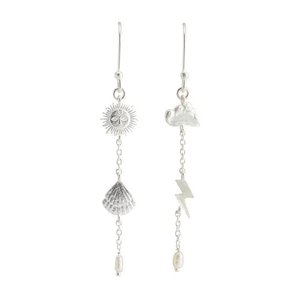RIZE Silver / White Monsoon Summer Drop Earrings Sterling Silver & Pearl - Silver/white