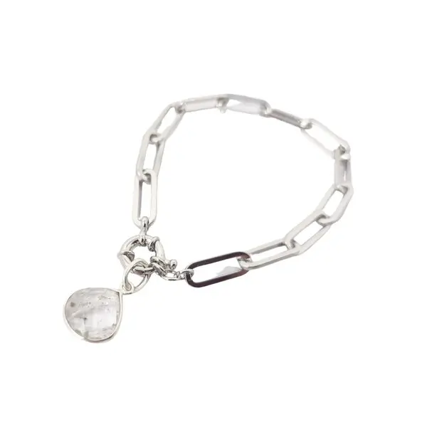 HARFI Sterling Herkimer Diamond April Birthstone Crystal Bracelet - Silver