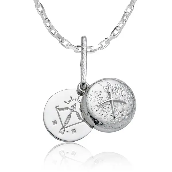 CARTOGRAPHY Sagittarius Zodiac Locket Necklace In Sterling - Silver