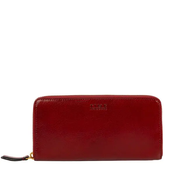 TIME RESISTANCE S Leather Continental Wallet Excellent - Red