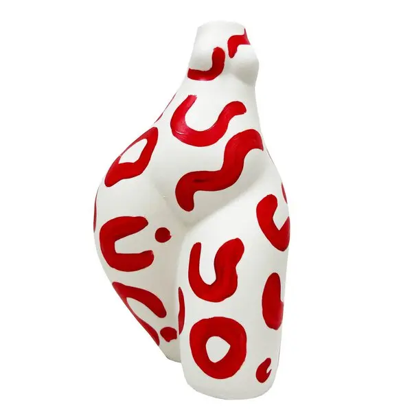QUILLATTIRE Neutrals Leopard Booty Vase - Red