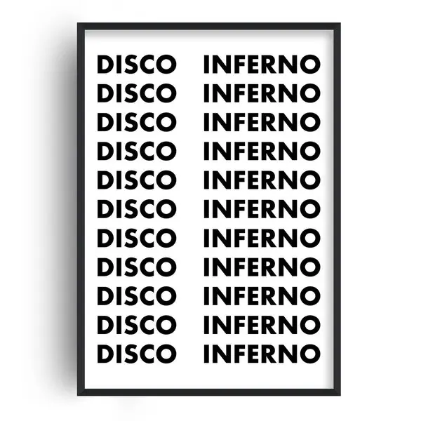 FANCLUB Disco Inferno Retro Music Giclée Art Print A2 - Black