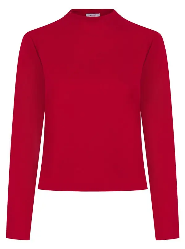 K-WIN LONDON Timeless Mock-neck Top - Red