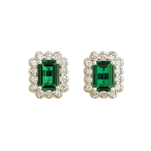 JUVETTI  Silver / Green / White Verda White Gold Earrings Emerald & Diamond - Silver/green/white
