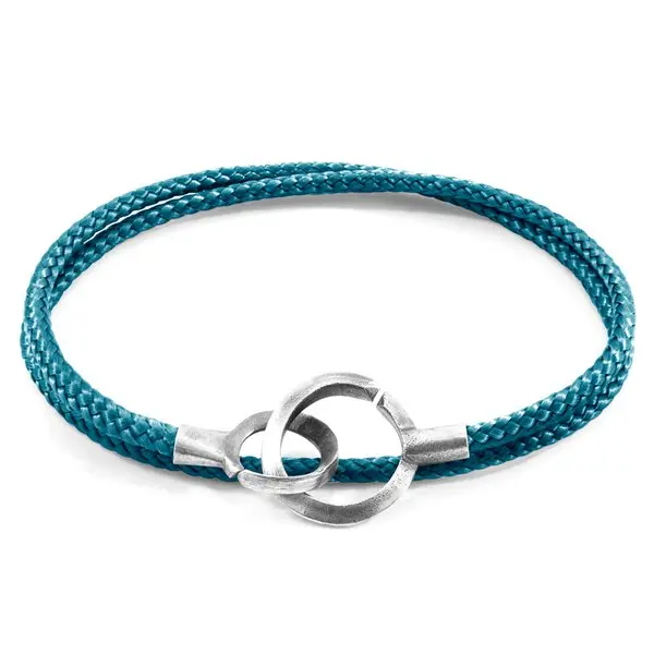 ANCHOR & CREW Ocean Montrose Silver & Rope Bracelet - Blue