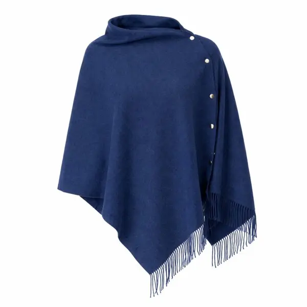 FRANCHETTI BOND Gisella Navy Button Poncho - Blue