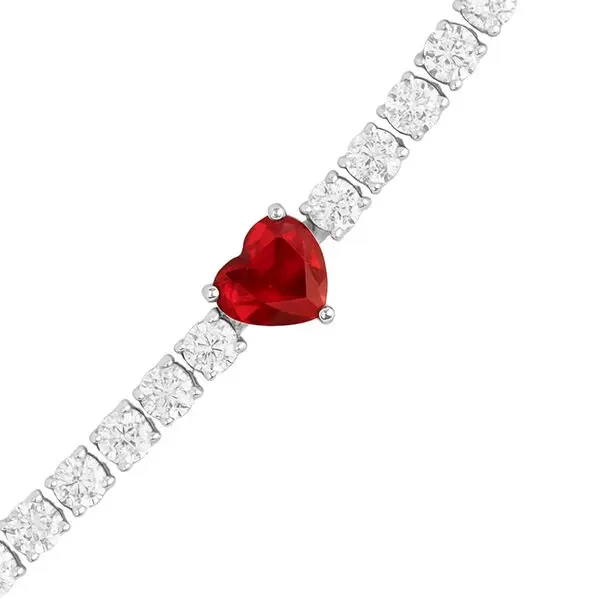 MAISON DE GALA Scarlet Heart Tennis Bracelet - Silver