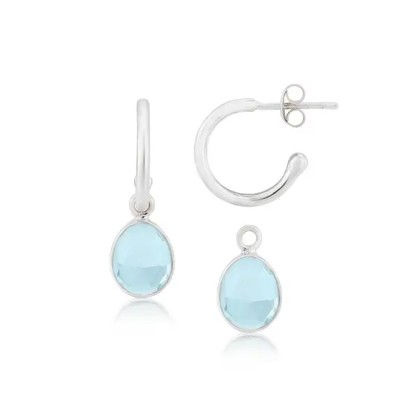 AUREE JEWELLERY Blue / Silver Manhattan Silver & Blue Topaz Interchangeable Gemstone Earrings - Blue/silver