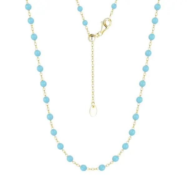 KAMARIA Enamel Beaded Chain Necklace Large Turquoise - Blue