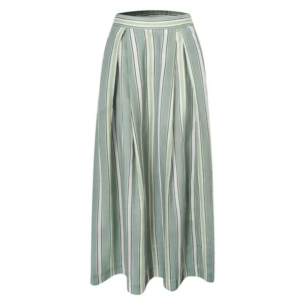 SMART AND JOY Striped Midi Skirt With Cotton Lining - Green