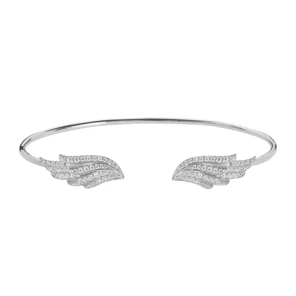 BLOOMTINE | EARTH ANGEL HQ Angel Wings Premium Sterling Bangle - Silver