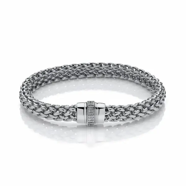 MVM ITALY Hand Made Florentine Mesh Bangle - Silver