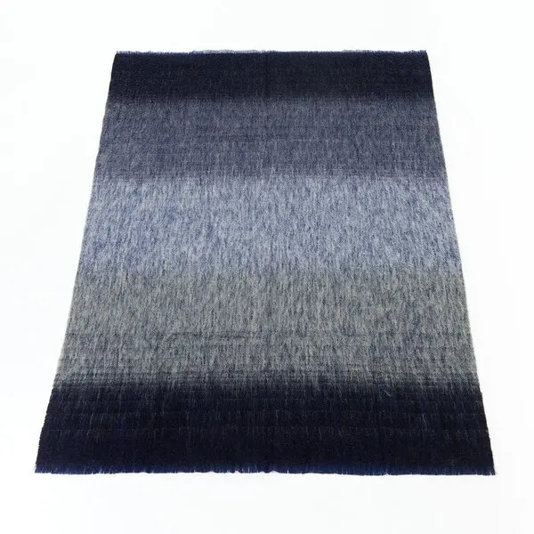 ELISKÁ Black / Grey Large Mohair Shaded Throw In Jet