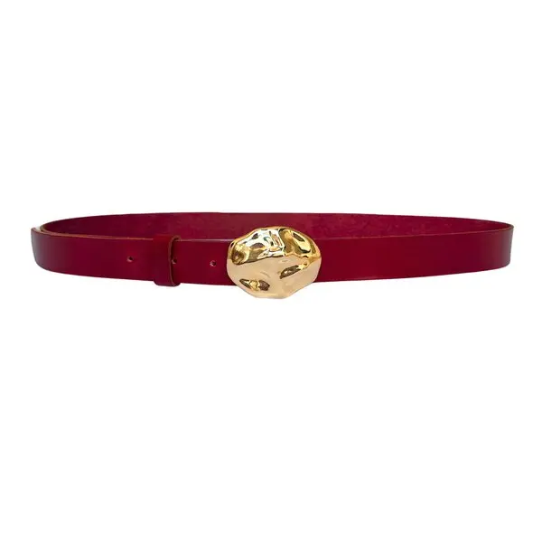 CASA CALA Gold / Red Duna Belt Burgundy - Gold/red
