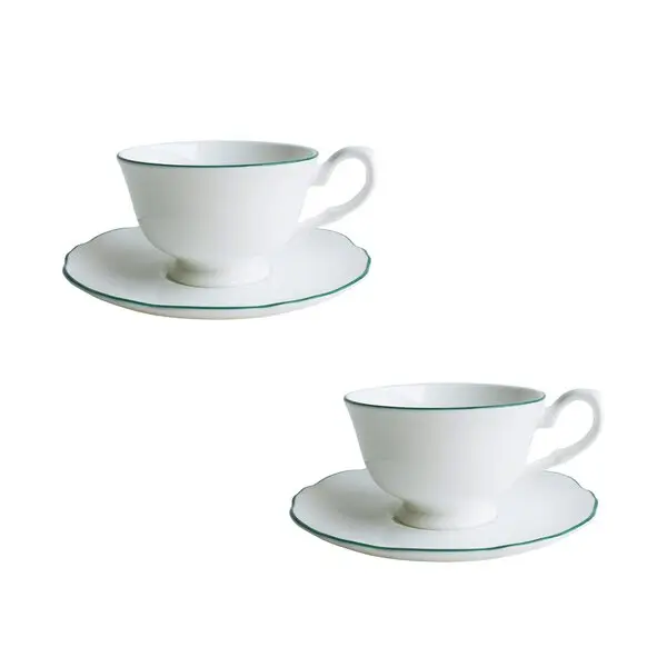 Twig New York Amelie Forest Set Of Two Espresso Cups & Saucers - Green