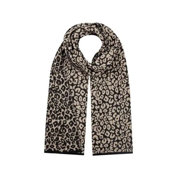 MOHAIR&ANGORA Leopard Scarf - Black