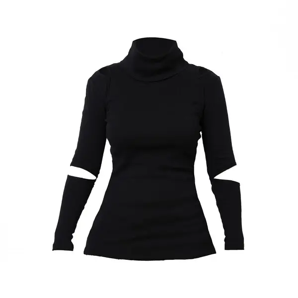 METAMORPHOZA Turtle Neck Casual Top - Black