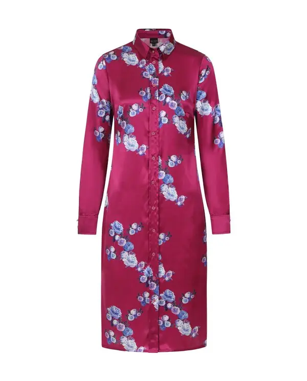 SOPHIE CAMERON DAVIES Berry Peony Silk Midi Dress - Pink