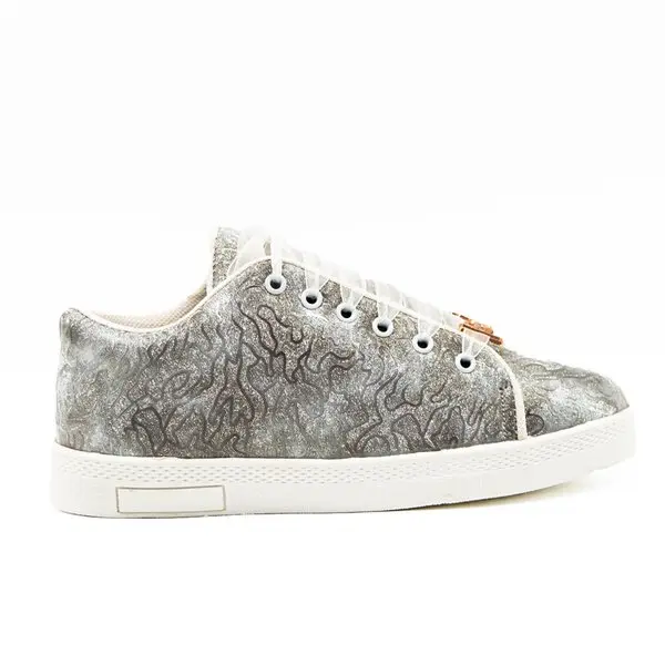 RETTROSE Brielle Luxury Satin Handmade Embellished Tennis Shoe - Silver