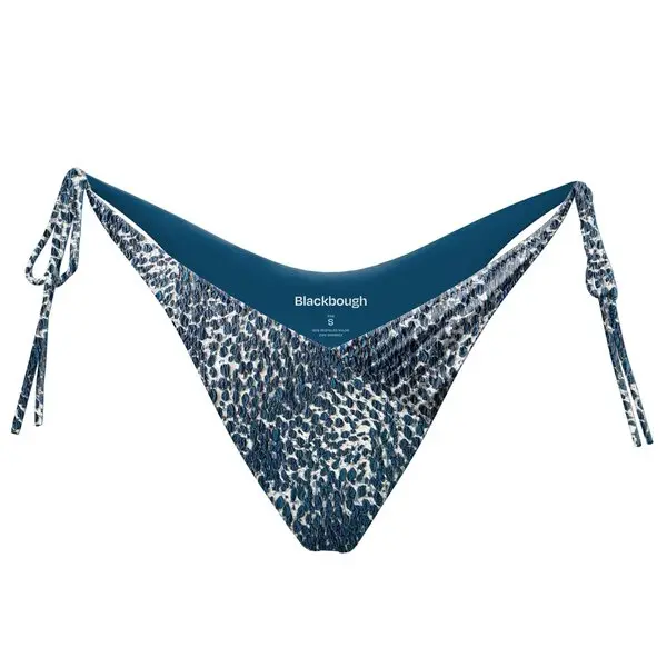 BLACKBOUGH SWIM Cynthia Side-ties Cheeky Bottoms / Snow Leopard Jacquard - Blue