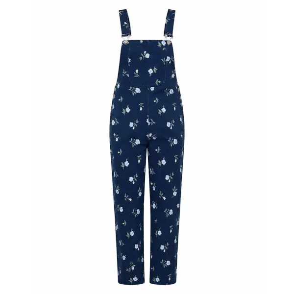 Mind Traveler Nina Navy Floral Dungarees - Blue