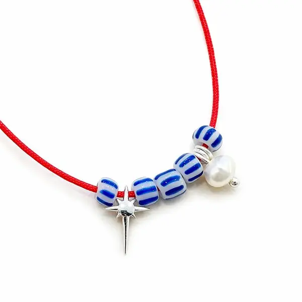 THE PHEIA North Star Charm Cord Necklace - Silver