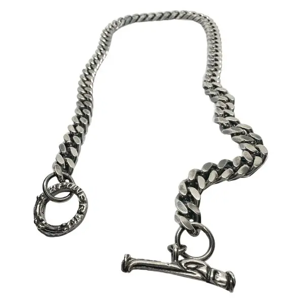 TG-JEWELLERY BY TAMARA GERVASIO Black / Silver Heavy Sterling Silver Curb Chain Necklace With Hand-carved Celtic T-bar Clasp - Black/silver