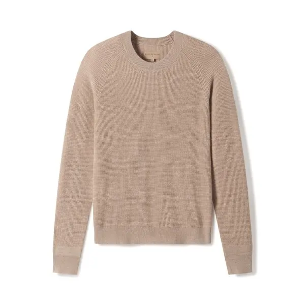 WESTON JON BOUCHER Valen Waffle Knit Cashmere And Wool Fitted Lightweight Sweater Wheat - Brown