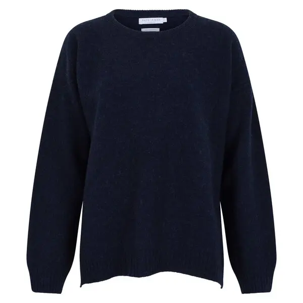 PAUL JAMES KNITWEAR Lambswool Louise Drop Shoulder Jumper Oxford - Blue
