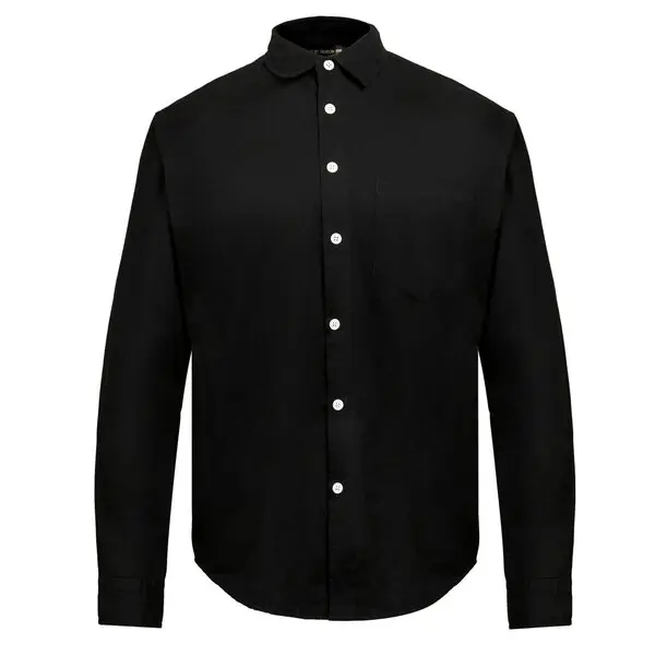 SMART AND JOY Contrasted Buttons Timeless Cotton Shirt - Black