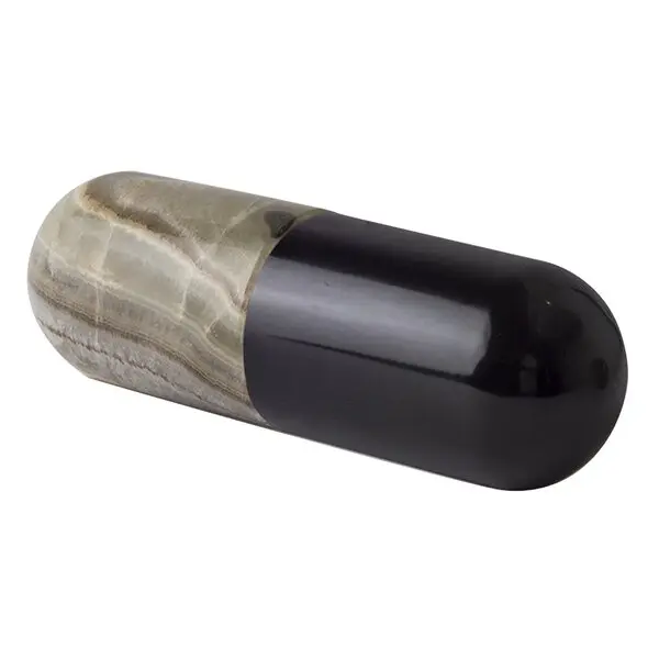 And Jacob Pill Sculpture Marble & Green Onyx - Black