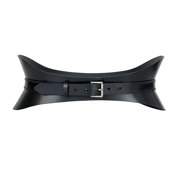 HAUTE CUIR Crescent Leather Corset Belt - Black