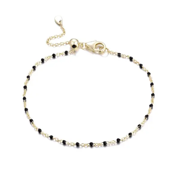 KAMARIA Enamel Beaded Chain Bracelet - Black