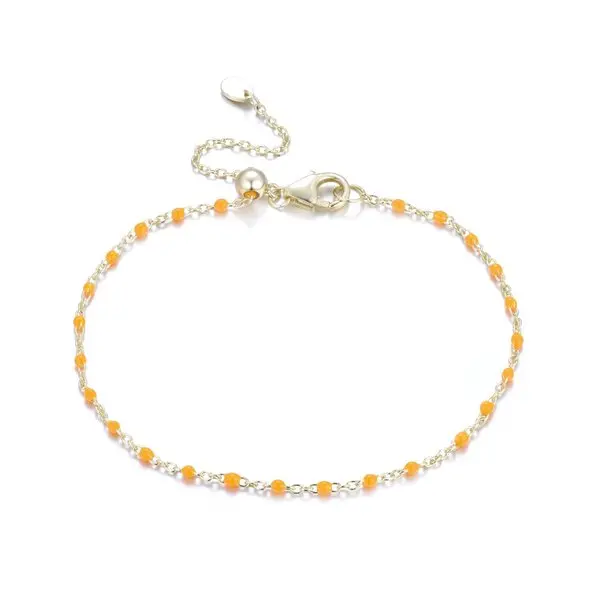 KAMARIA Enamel Beaded Chain Bracelet - Orange