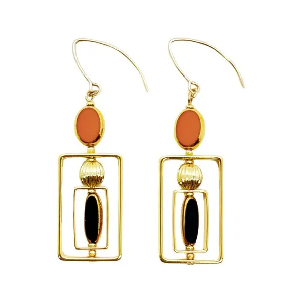 ARACHELI STUDIO Brown / Black Black And Caramel Vintage German Glass Beads Art Deco Earrings - Brown/black