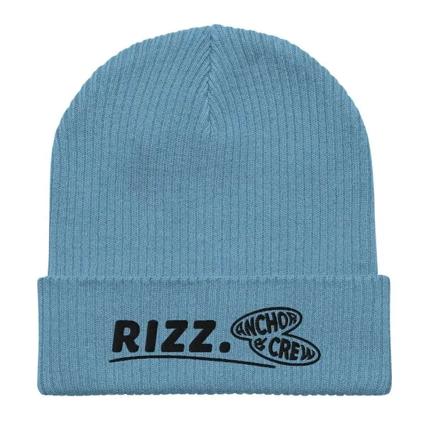 ANCHOR & CREW Light Rizz Gen. Organic Cotton Embroidered Beanie - Blue