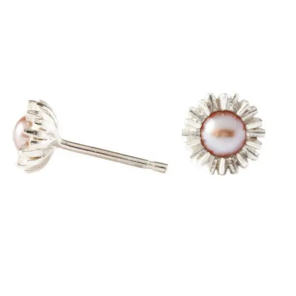 LEE RENEE Dahlia Bud Freshwater Pearl Earrings - Silver