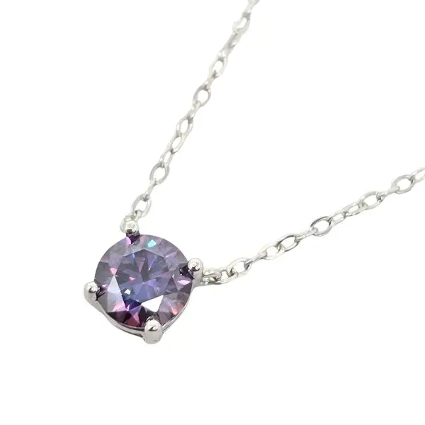 HARFI Purple / Silver Amethyst Moissanite Crystal Sterling Silver Necklace - Purple/silver