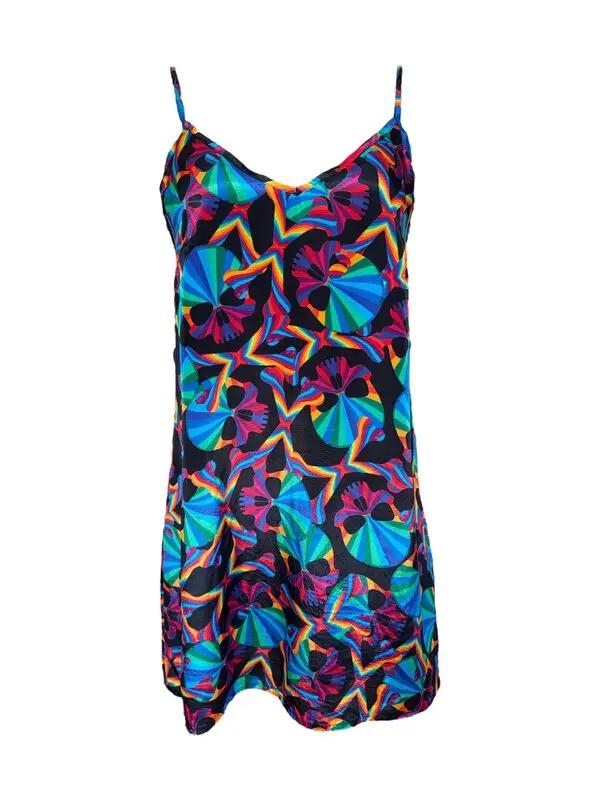 ANY OLD IRON Black / Red Multicolor Rainbow Skull Short Dress - Black/red