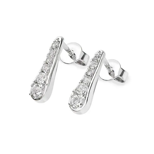 LUCY QUARTERMAINE Solid Sterling Skinny Drip Studs With White Topaz - Silver