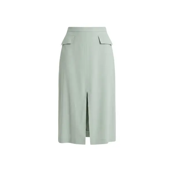 GEORGETTE Mint A-line Midi Skirt - Green
