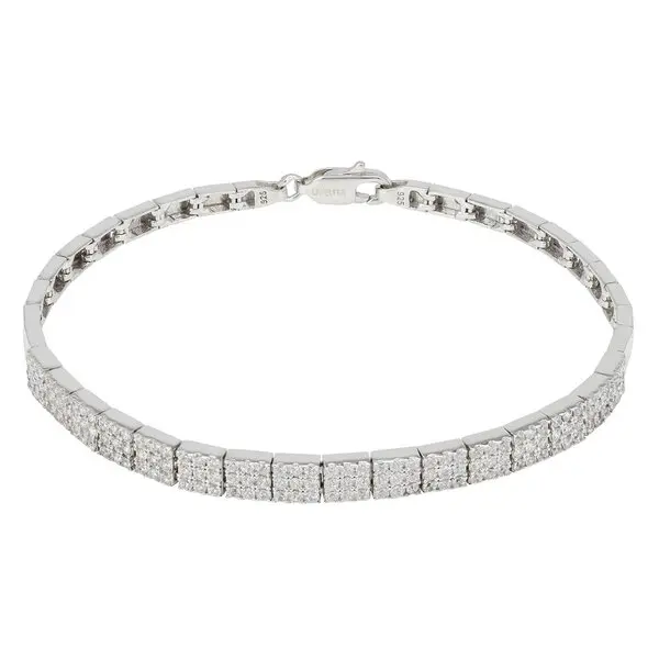 LATELITA Silver / White Charleston Art Deco Silver Tennis Bracelet - Silver/white