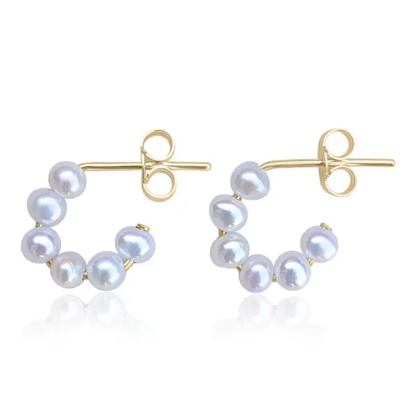 KIRI & BELLE Celia Pearl Stud Hoop Filled Earrings - Gold