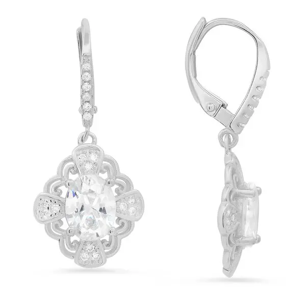 KYLIE HARPER Vintage Filigree Diamond Cz Leverback Earrings In Sterling - Silver