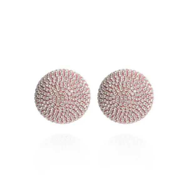 SAULE LABEL Gaia Glam Midi Earrings In Rosy Sparkle - Yellow
