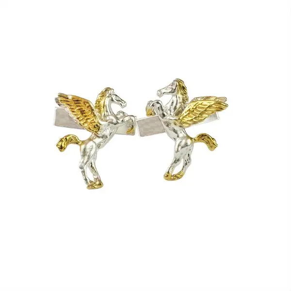 SIMON KEMP JEWELLERS Pegasus Cufflinks In Eighteen Carat On Solid Sterling Silver - Gold