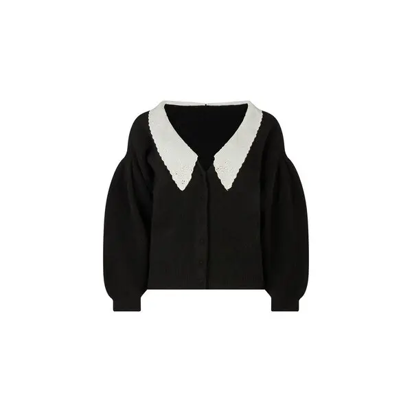 LILY AND LIONEL Suzzanna Embroidered Collar Cardigan - Black